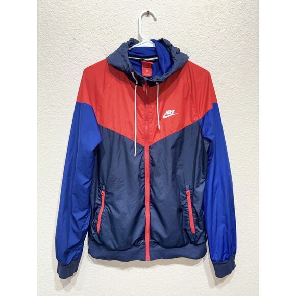 Nike | Jackets & Coats | Vintage Nike Windbreaker Red Blue Small ...
